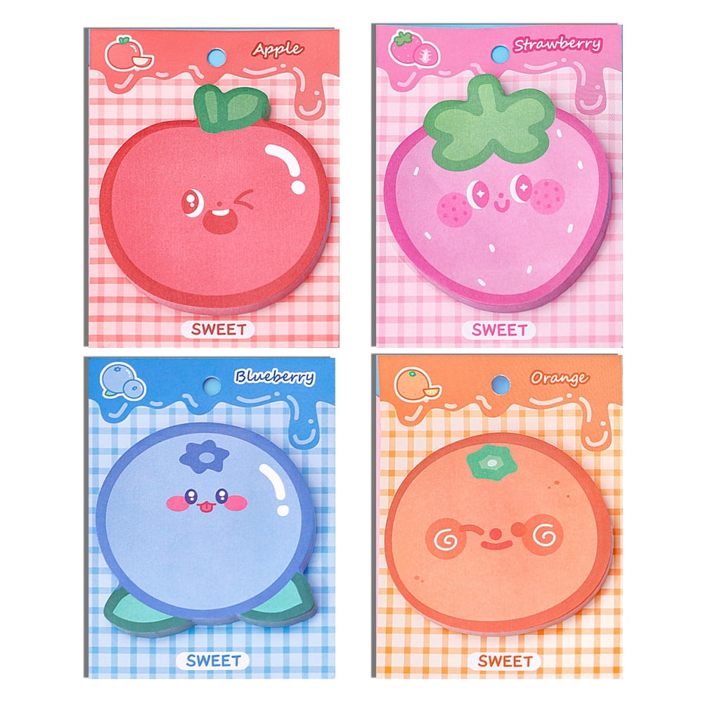4 sets of cute fruit sticky notes, student stationery, message notes ...