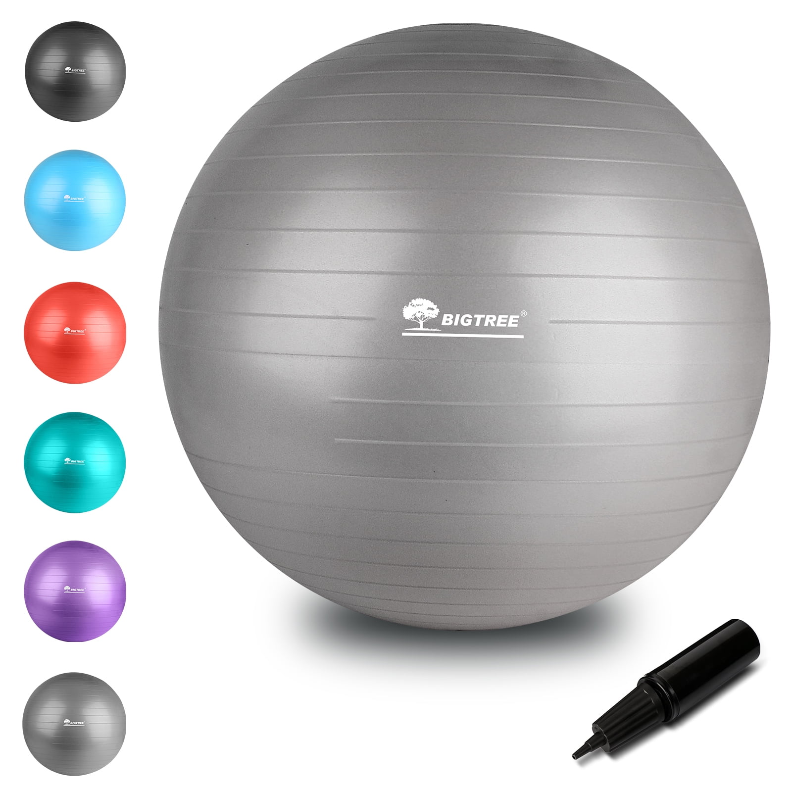 Exercise Ball Gray 29.5" (75cm) Core Stability Strengthening Extra ...