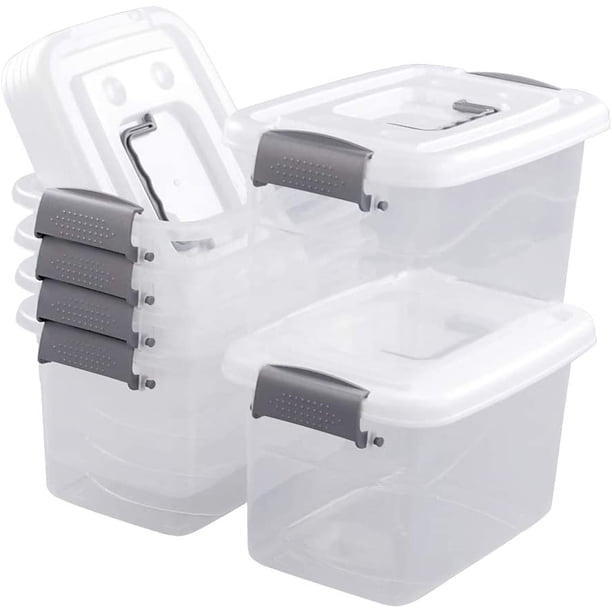 IGUOHAO 5L Plastic Storage Bins Set, Clear Latching Boxes with Handle ...
