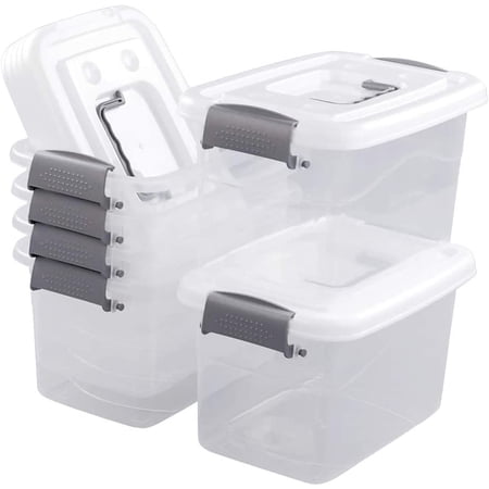 IGUOHAO 5L Plastic Storage Bins Set, Clear Latching Boxes with Handle ...