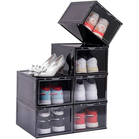 Shoe Box,Set of 6,Shoe Storage Boxes Clear Plastic Stackable,Shoe ...