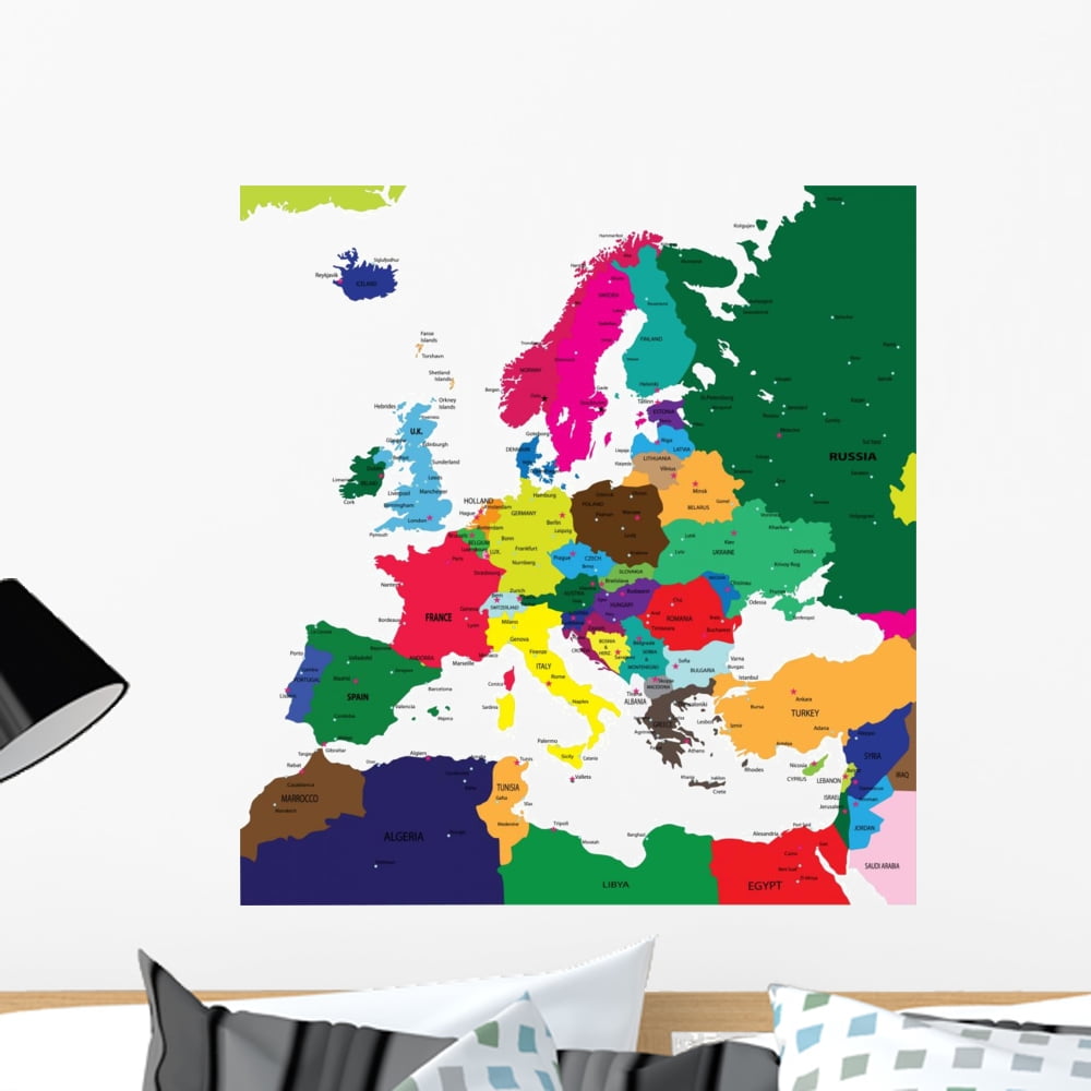 Political Map Europe Wall Mural by Wallmonkeys Peel and Stick Graphic ...