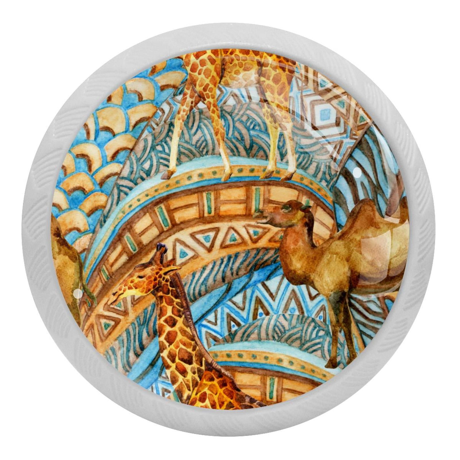 4PCS Round African Camel and Giraffe Cabinet Fluorescence Knob Glowing ...