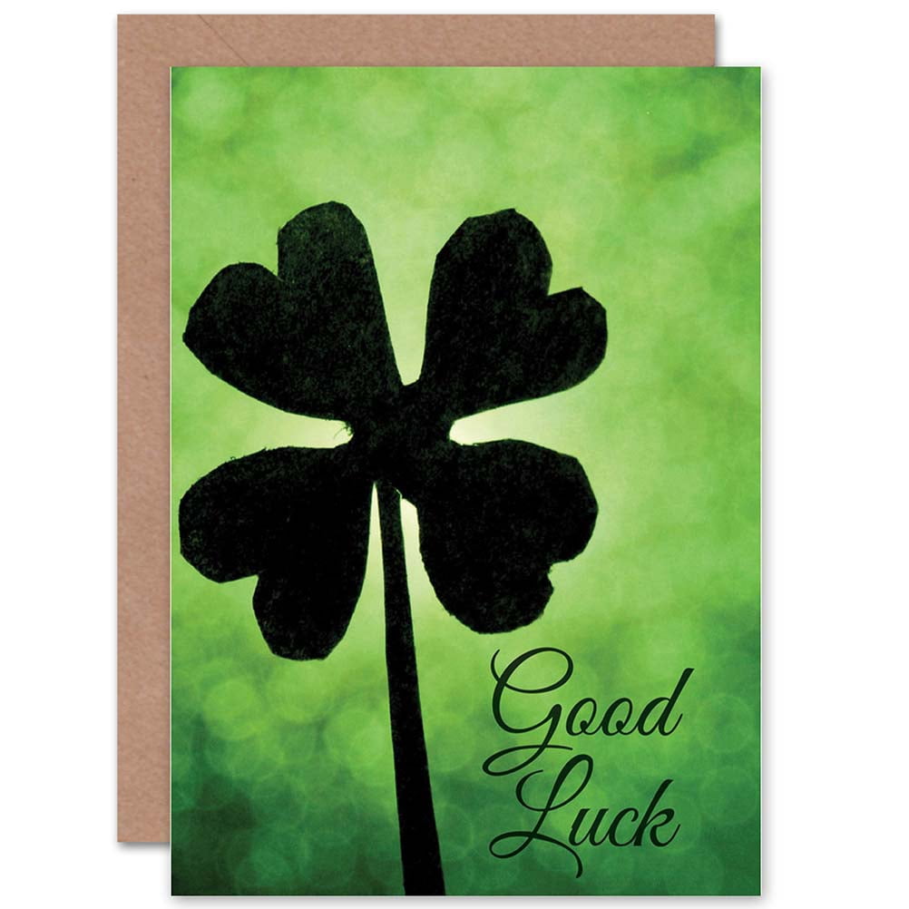 Good Luck Shamrock Silhouette Greetings Card Plus Envelope Blank inside ...