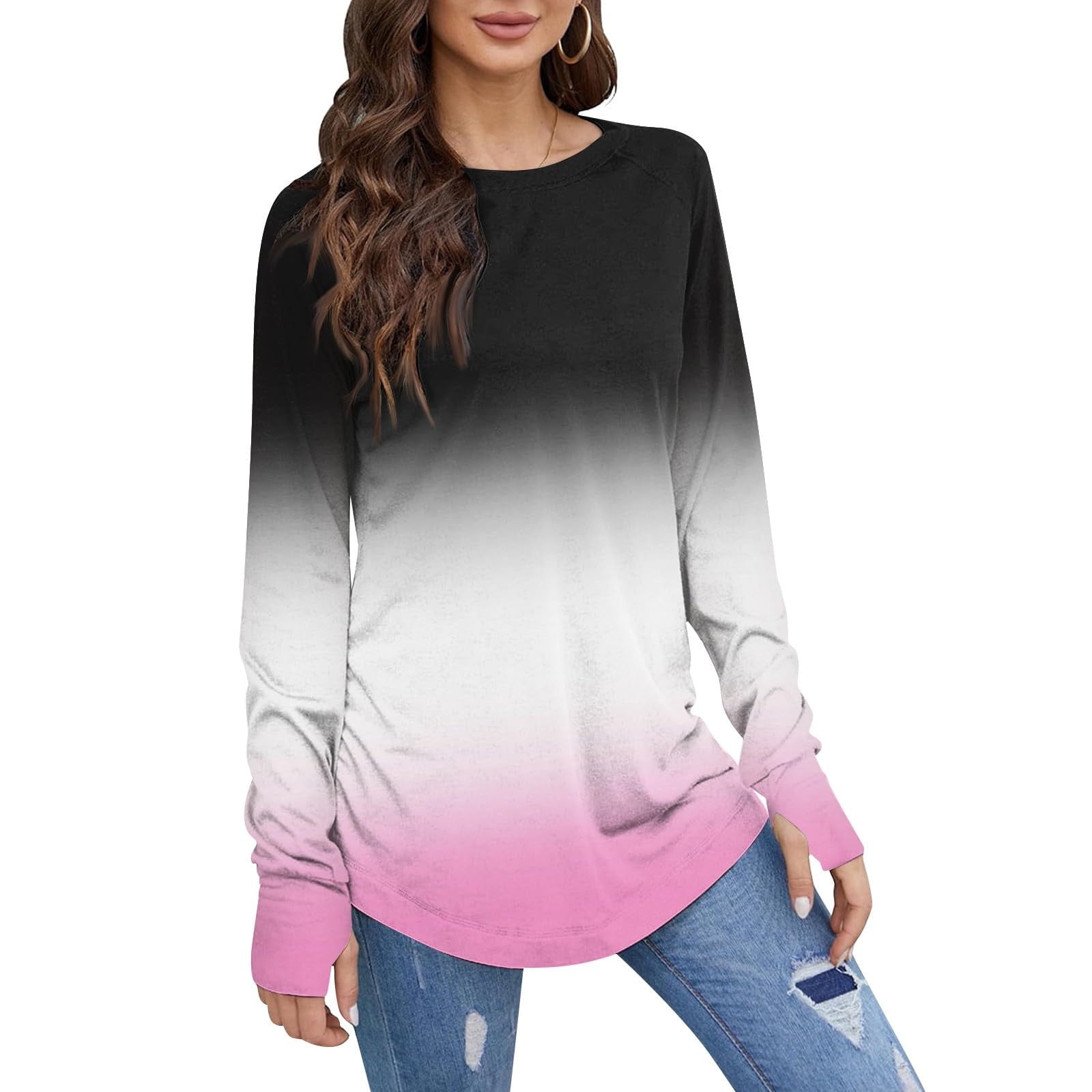 Click here for Huaizzzy Women Long Sleeve Top Round Neck Basic Fa... prices
