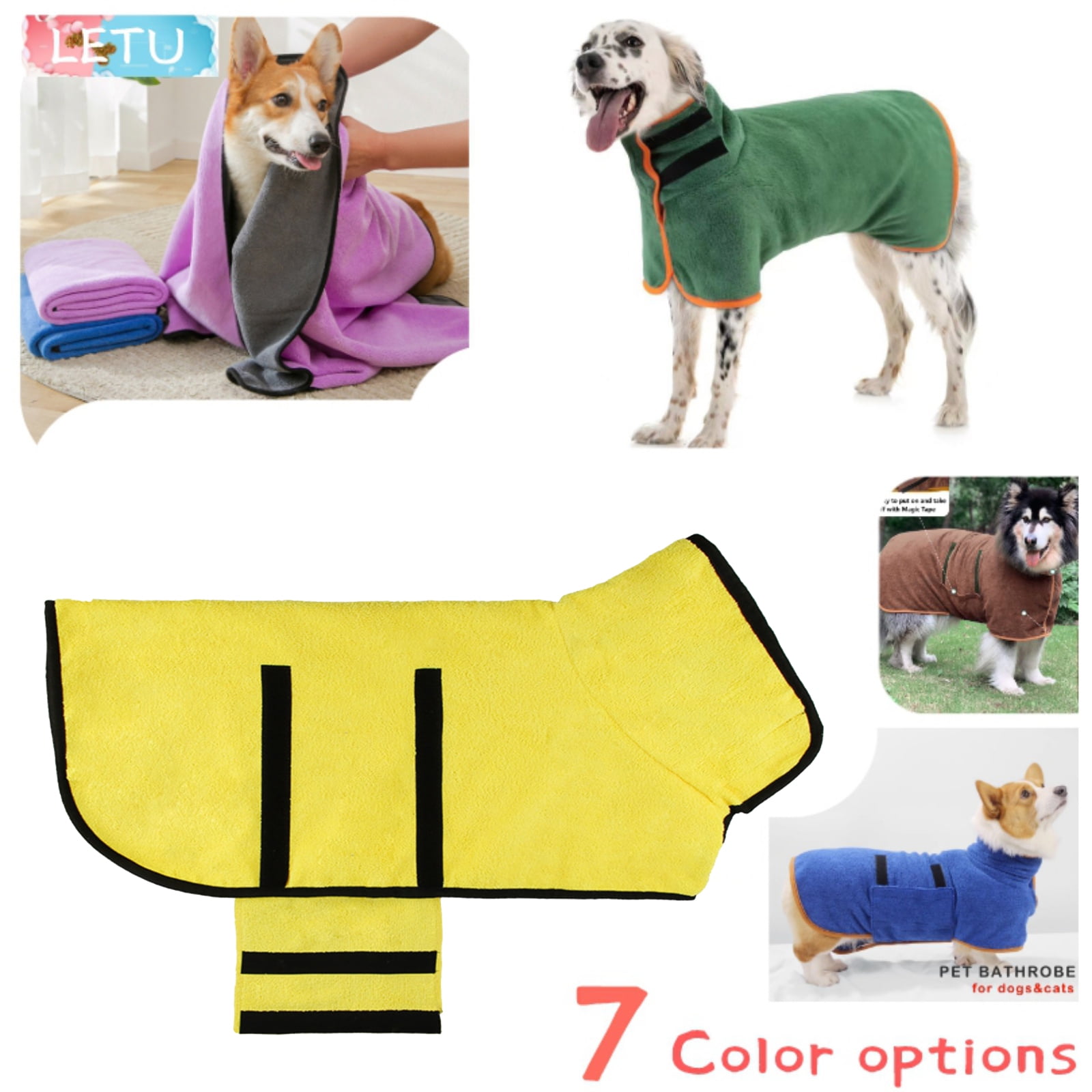 Crowdstage Dog Drying Coat, Super Absorbent Dog Bathrobe Microfibre ...