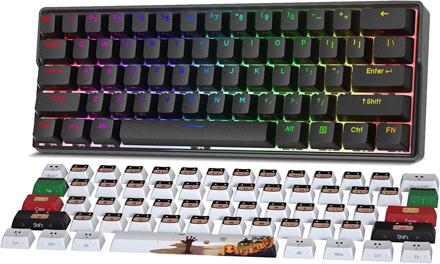 IYEFENG Shadow Keyboard Red Switch + Cow Theme Keycaps, Wireless/Wired ...