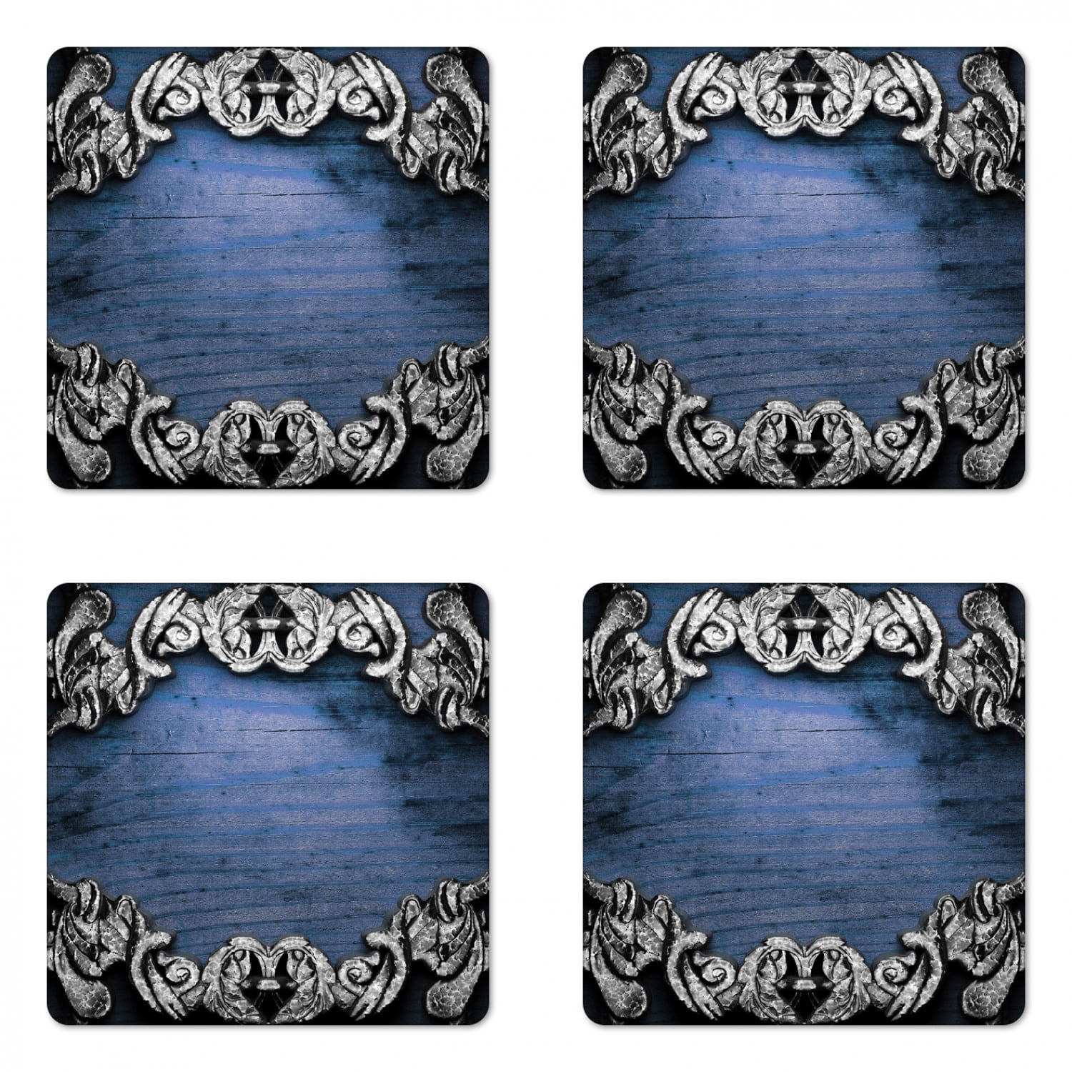 Victorian Coaster Set of 4, Iron Ornament on Wooden Britain Gothic ...