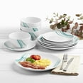 Free Shipping! Tabletops Gallery 12 Piece Marina White Teal Ceramic ...