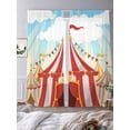 Cartoon Stripe House Flag Chiffon Sheer Curtains 84 Inches Long Blue ...