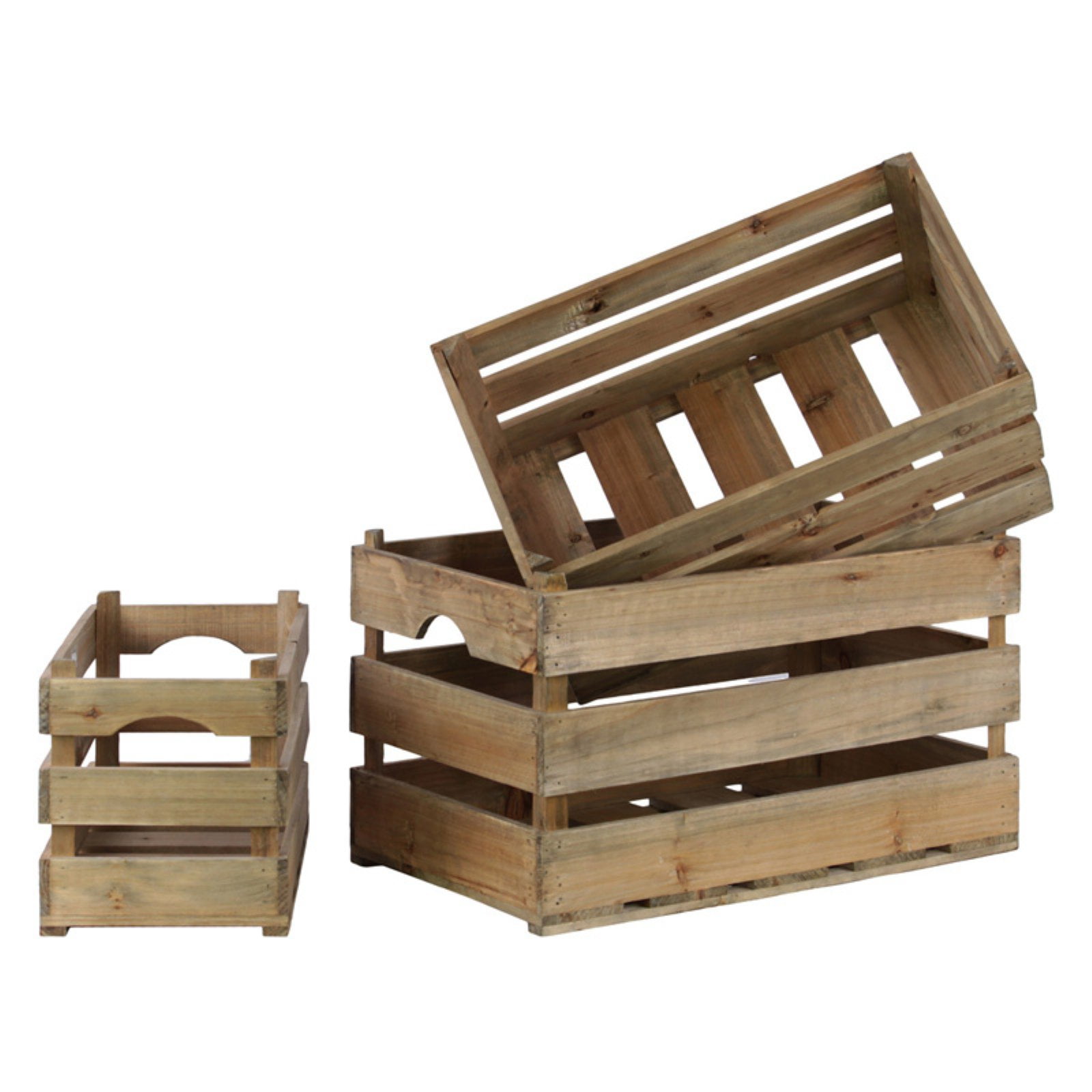 Urban Trends Wood Rectangular Nesting Crate with Cutout Handles - Set ...