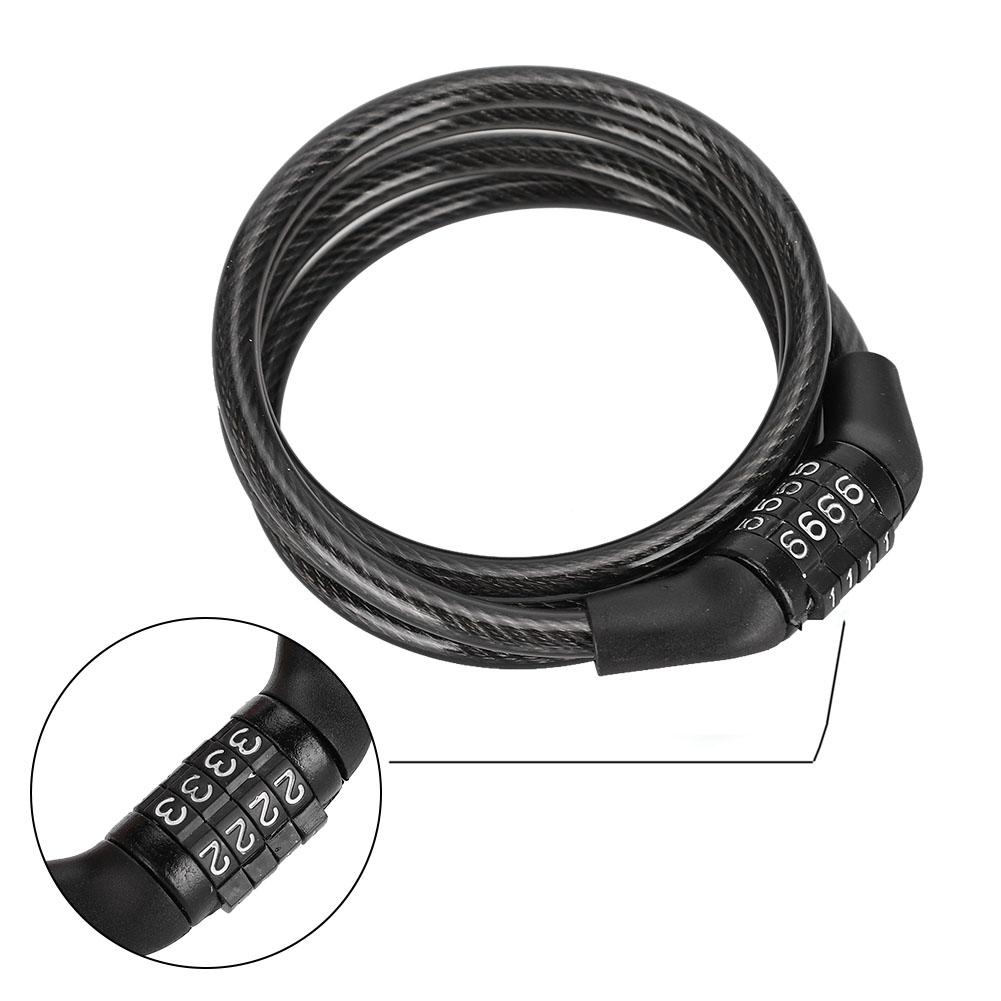 Qiilu Bike Bicycle Steel Cable Lock Anti Thief Security 4 Digit Outdoor ...