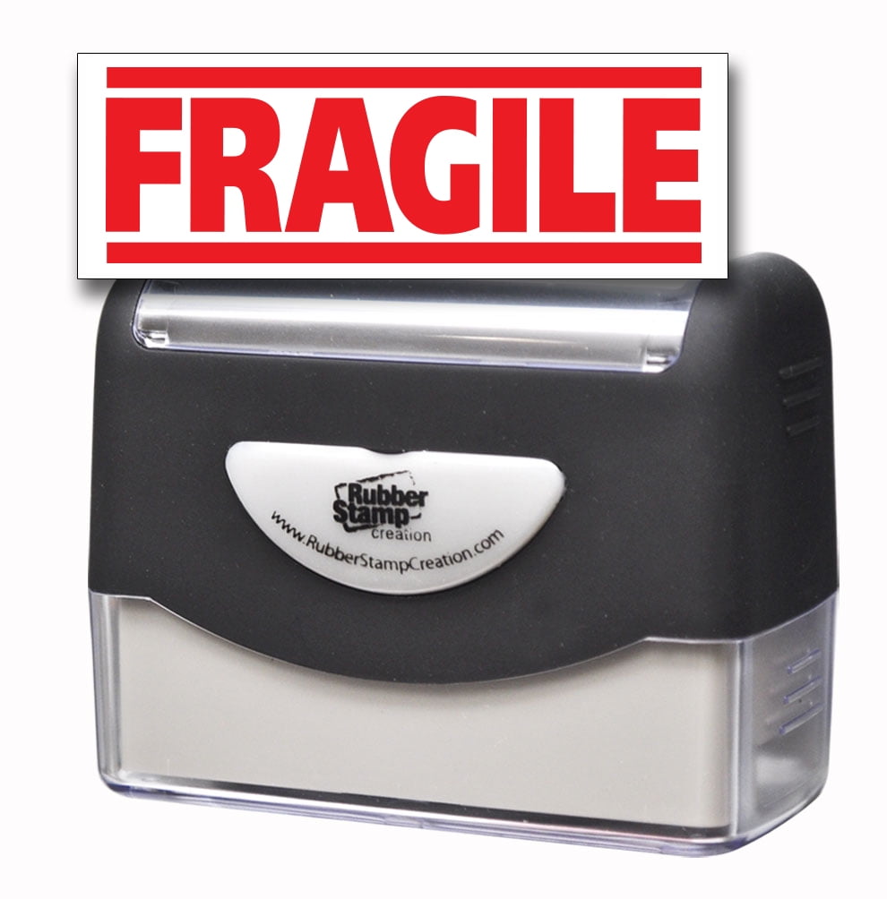 FRAGILE (C) Pre-inked Stamp - Red Ink (Large) - Walmart.com