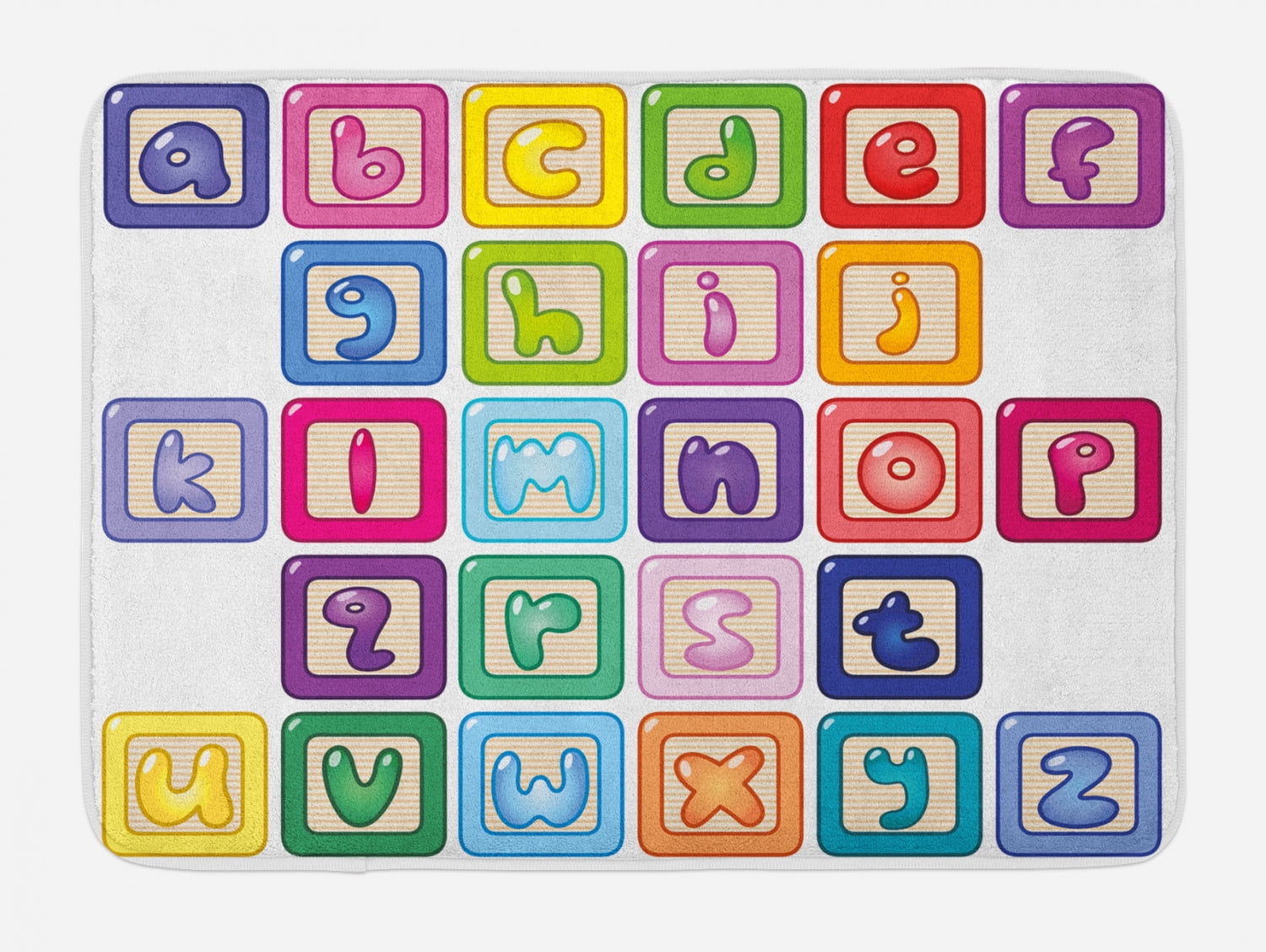 Educational Bath Mat, Colorful Lower Case Alphabet Blocks Cute Kids ...