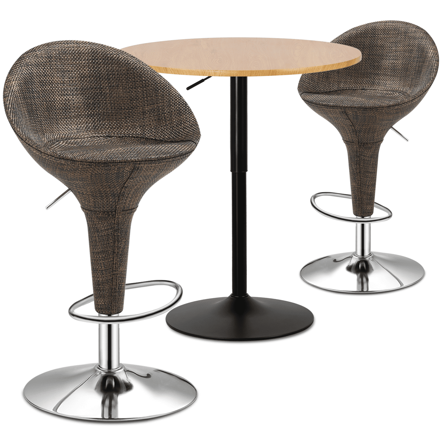 MoNiBloom 3 Piece Bar Table and Chair Set, 31.5" Modern Round bar Table ...