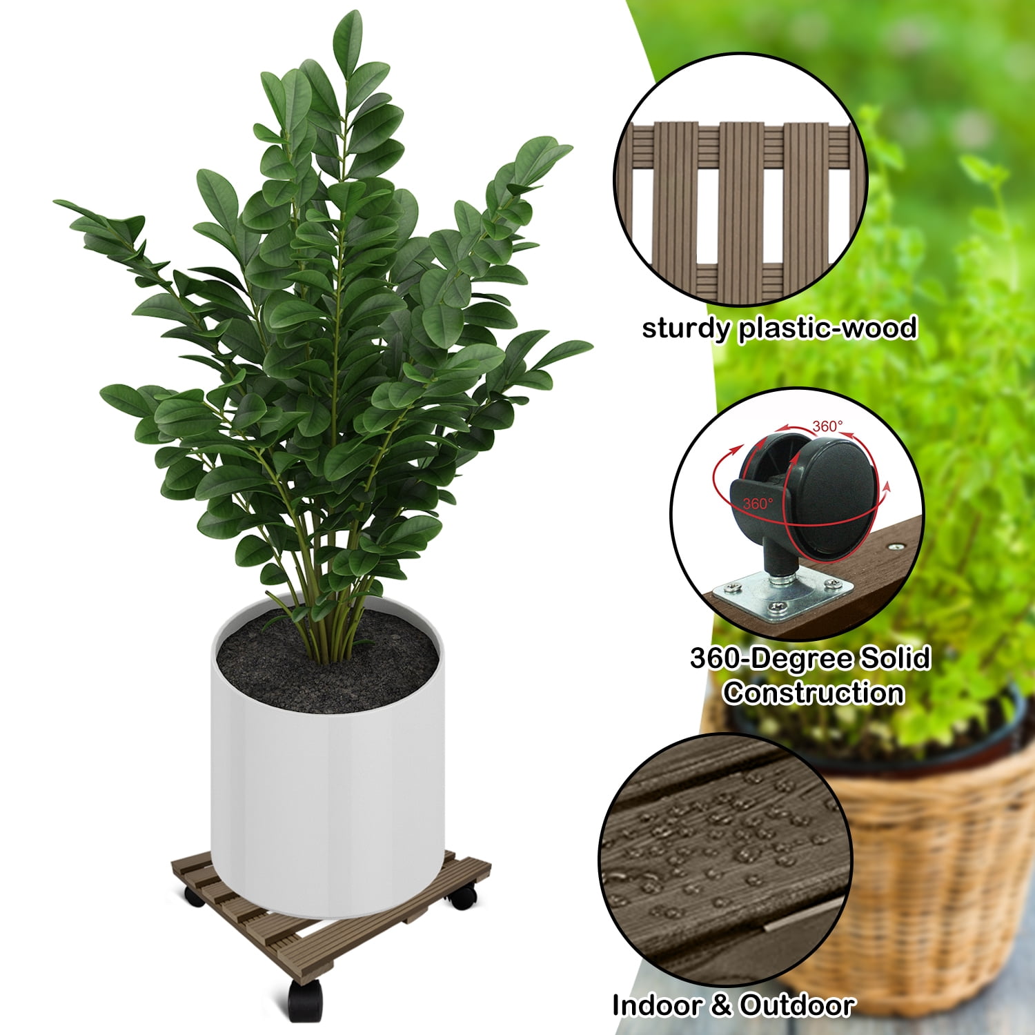 CERBIOR Plant Caddy 16Inches Duty Round Plant Roller 360° Lockable ...
