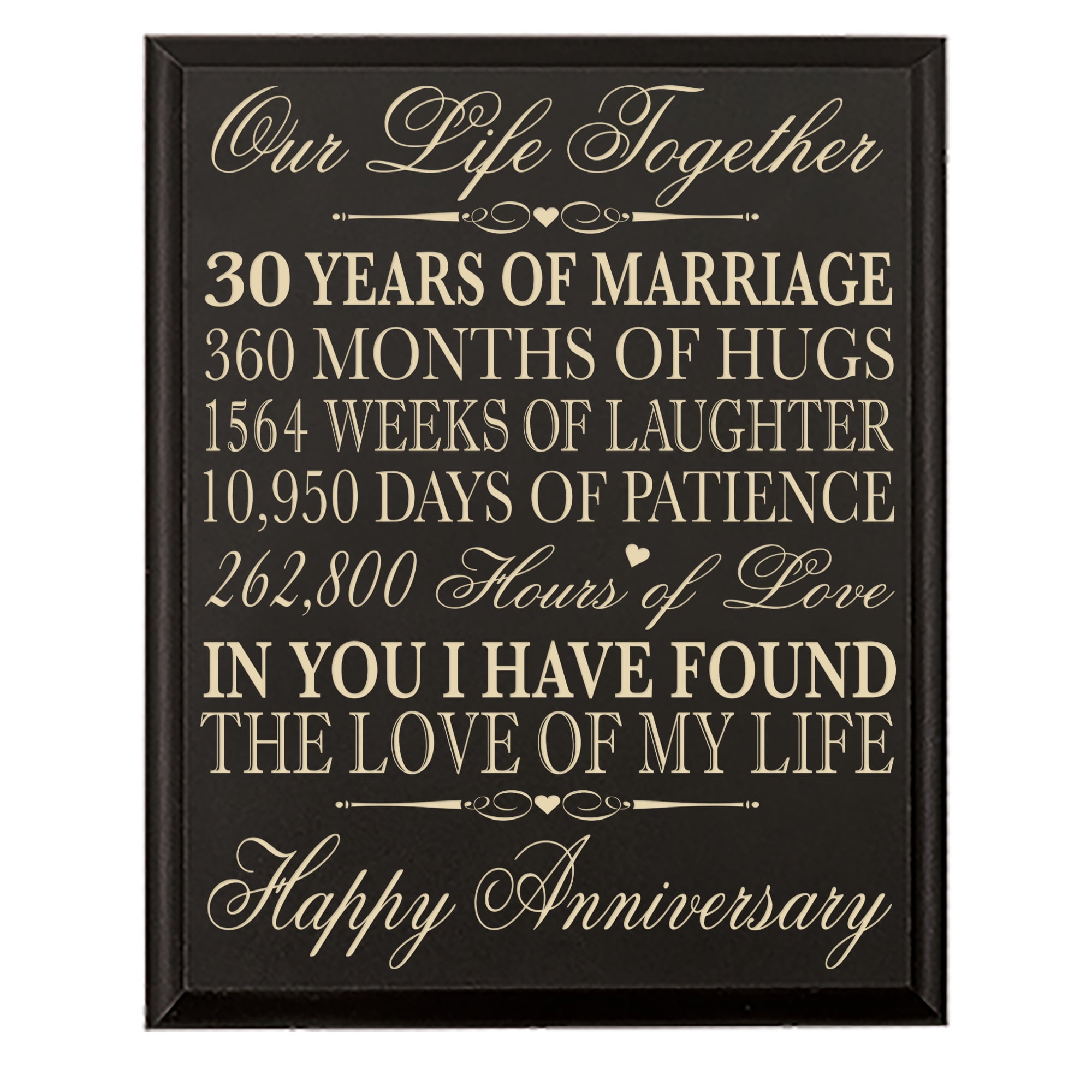 30th Wedding Anniversary Wall Plaque Our Life Together 12x15 Black 30th Wedding Anniversary Wall Plaque Our Life Together 12x15 Black