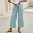 ctdiral Womens High Waist Wide Leg Pants Elastic Waist Straight ...