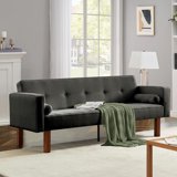 Futon Sofa Bed,Modern Dark Gray Convertible Couch Bed with Armrests ...
