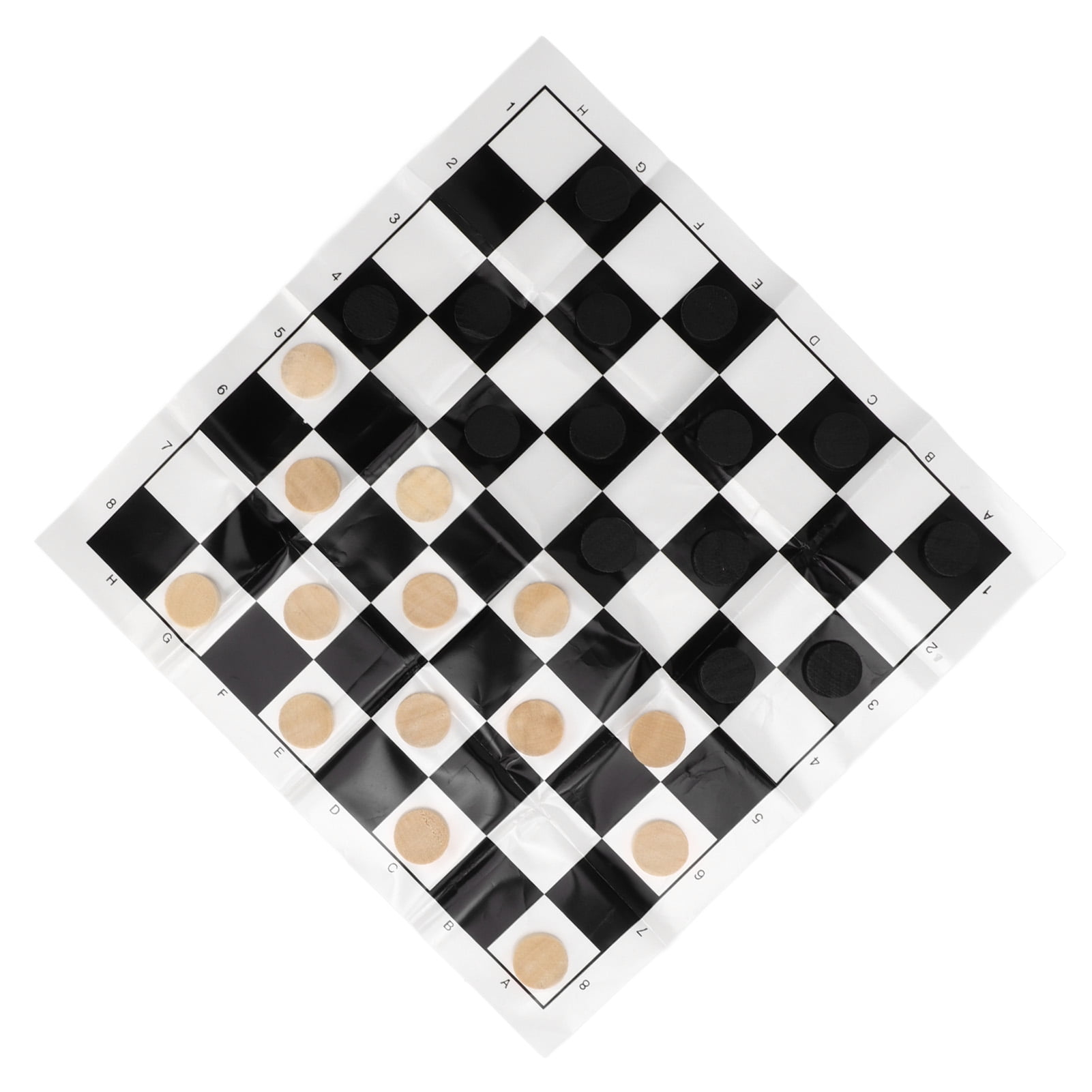 Checkers Pieces Chessboard Set, Plastic Grain Wood Complete Kit Slippy ...