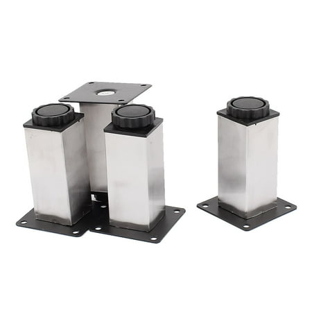 Metal Feet Stainless Steel Adjustable Square Leg Stand Silver Tone 4pcs ...