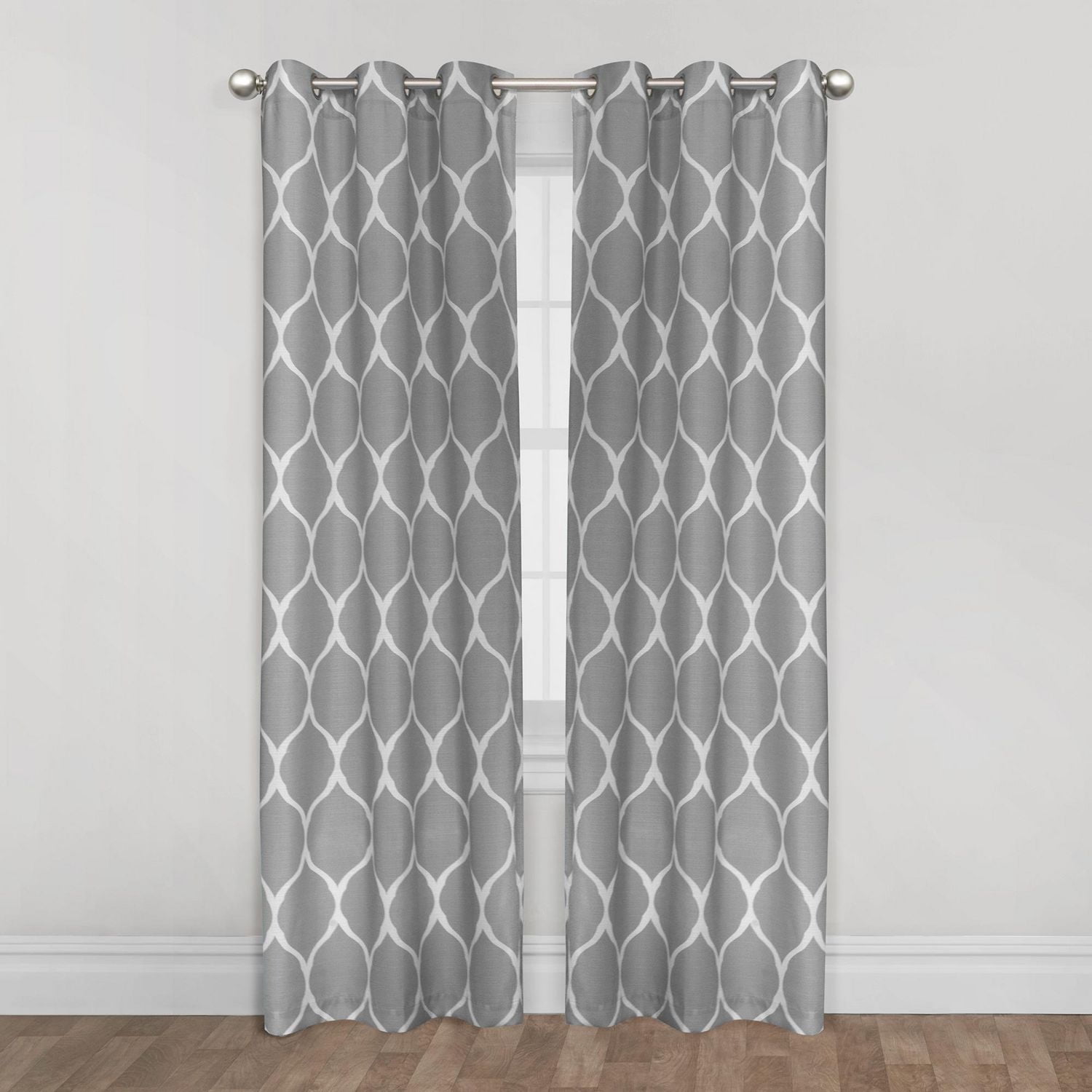 Click here for Mainstays Ogee Print 84 Light Filtering Drapery Gr... prices