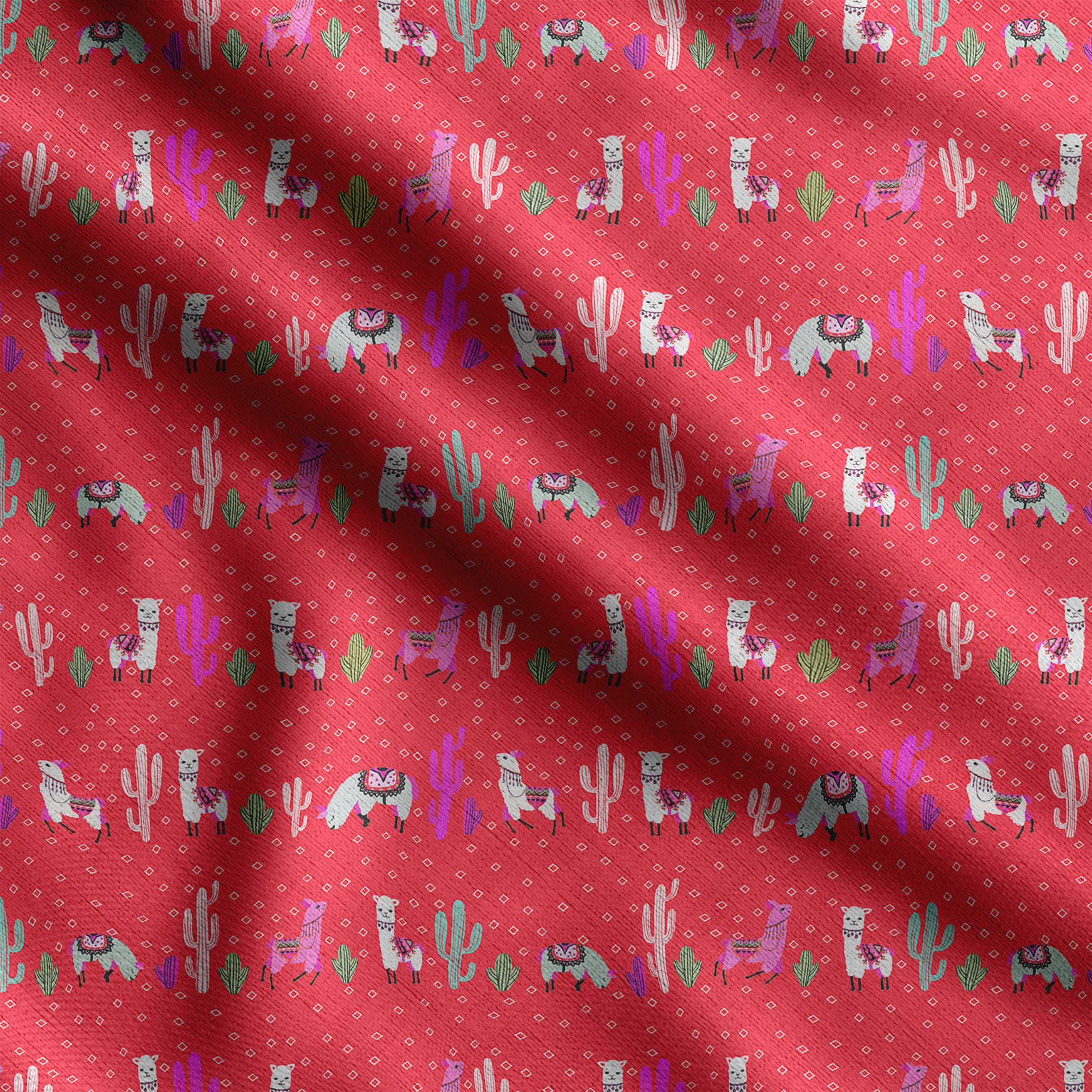 Soimoi Llama Alpaca Print, Silk Fabric, Decor Sewing Fabric by The Yard ...