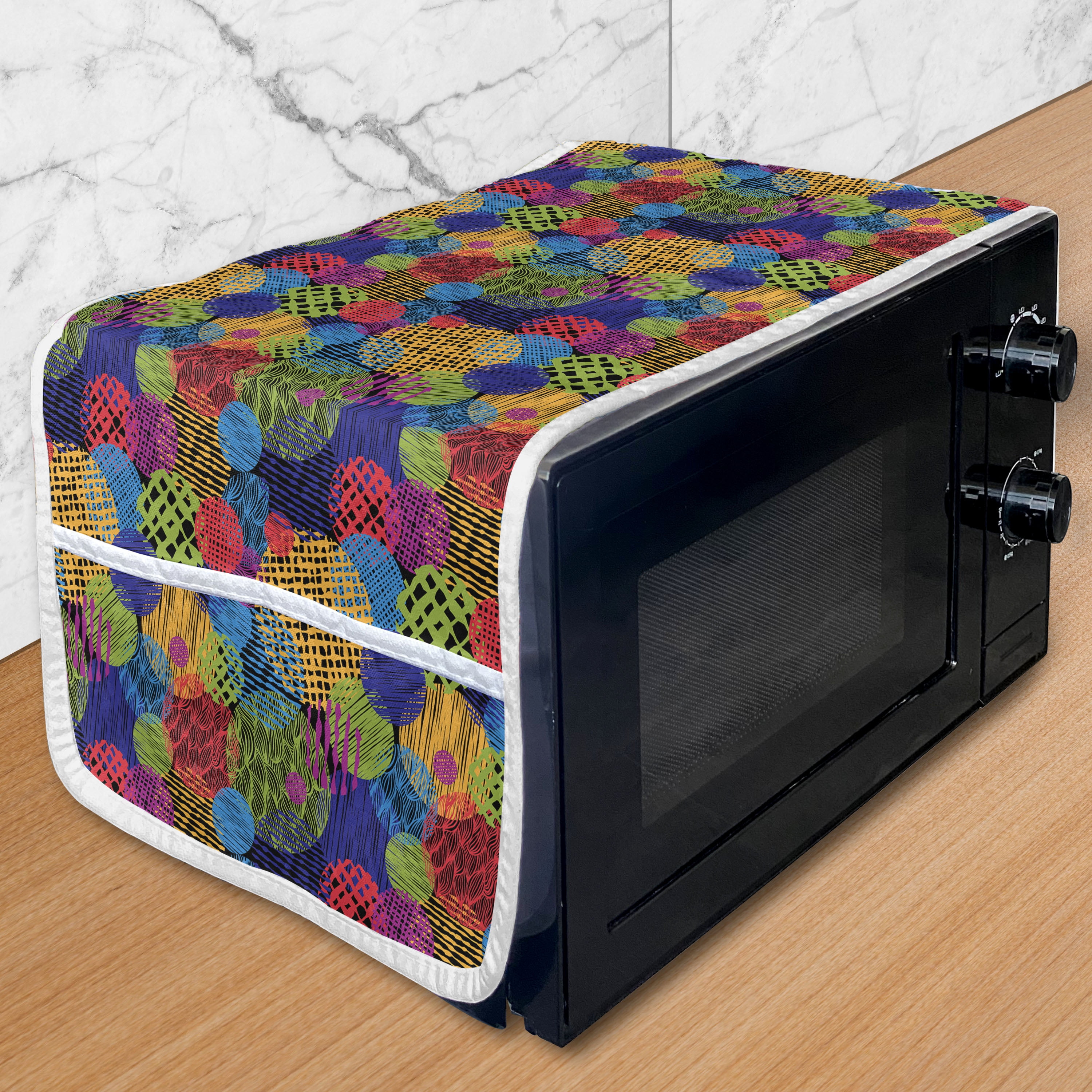 Funky Microwave Oven Cover, Grunge Murky Sketchy Geometric Forms with ...