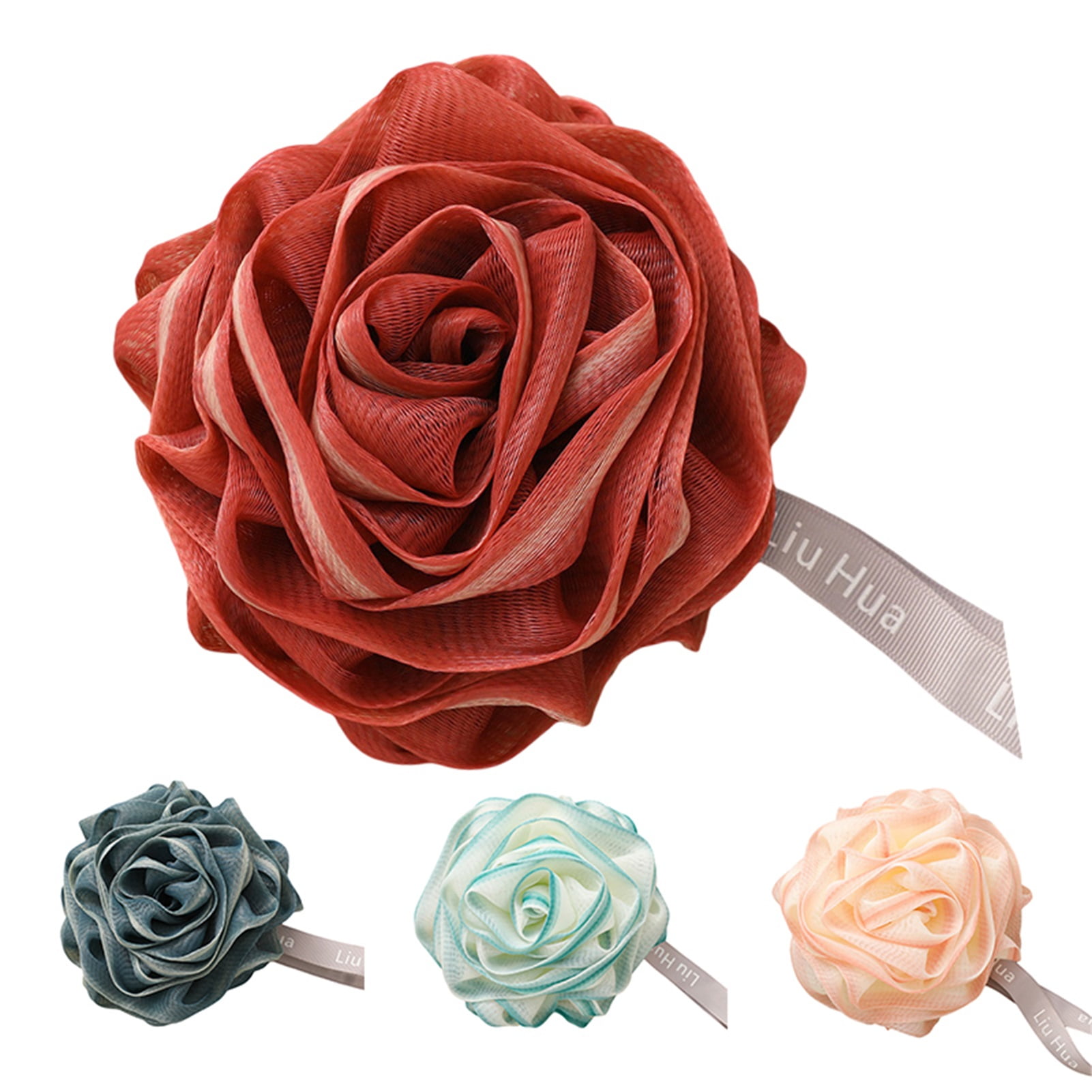 Walbest Rose Shape Bath Ball Ultra Soft Fast Foaming Fine Mesh Rose ...