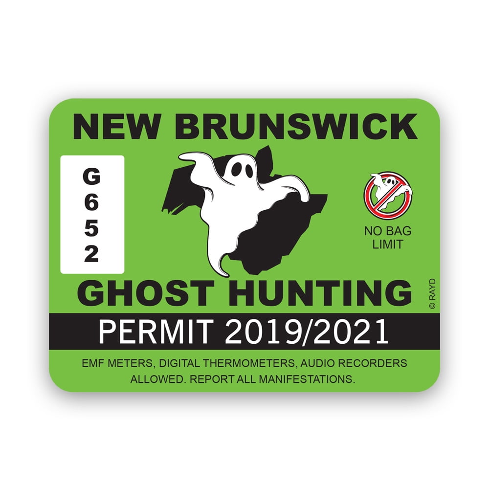 New Brunswick Ghost Hunting Permit Sticker Decal - Self Adhesive Vinyl ...