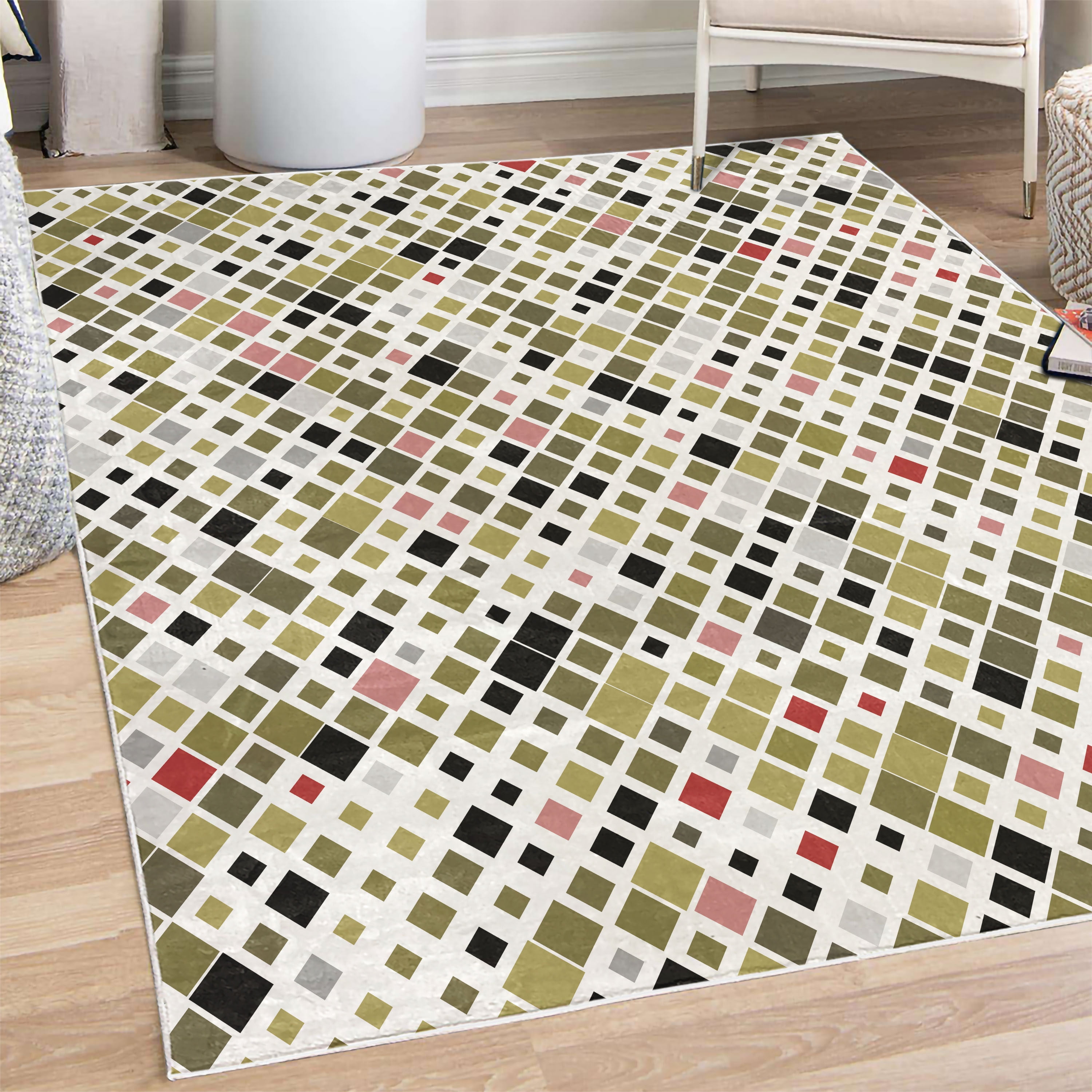 Ethnic Decorative Rug, Retro Mosaic Creative Pattern Square Rhythm ...