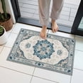 Abstract Boho Door Mat 18x30 Inch Vintage Blue Beige Botanical Texture ...