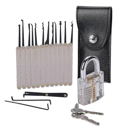 15pcs Lock Padlock Picking Kit Tools Transparent Key Extractor Lock ...