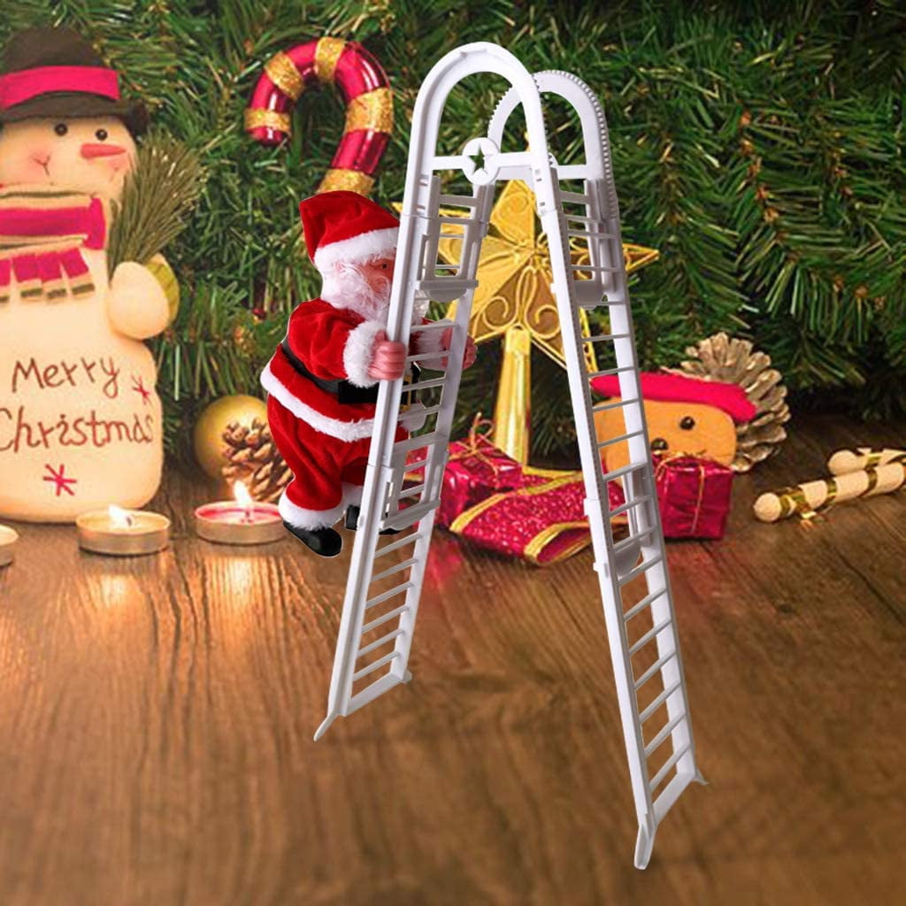 Animated Santa Claus Climbing Ladder Up Tree Christmas Decoration ...