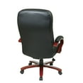 Office Star Leather High-Back Chair with Cherry Wood Finish, Black ...