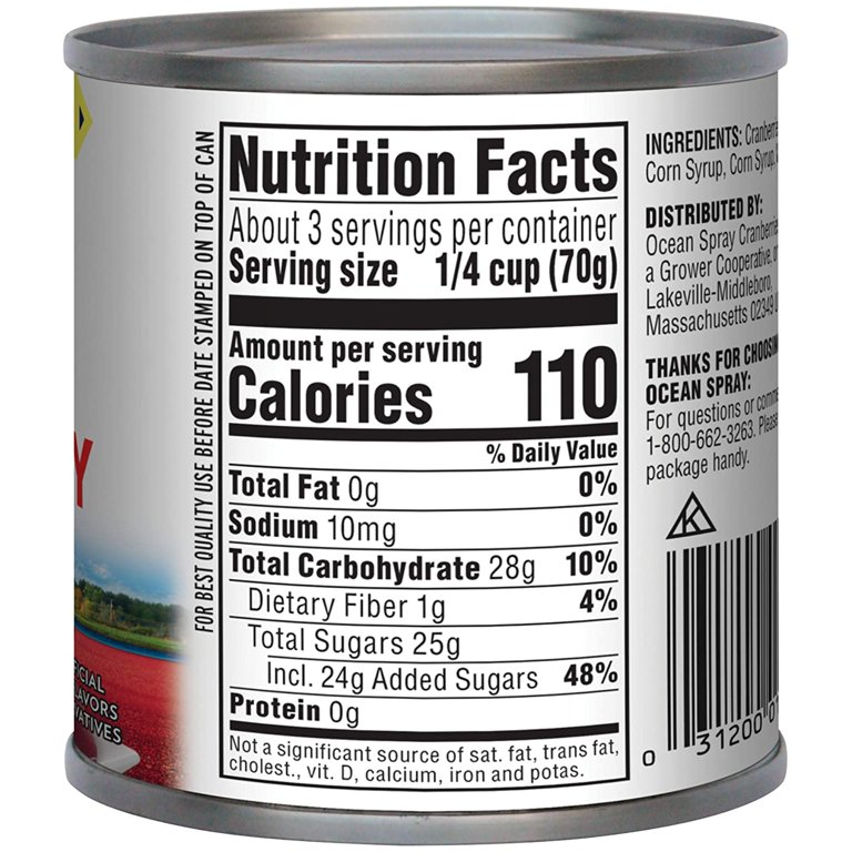 Ocean Spray Cranberry Sauce Label