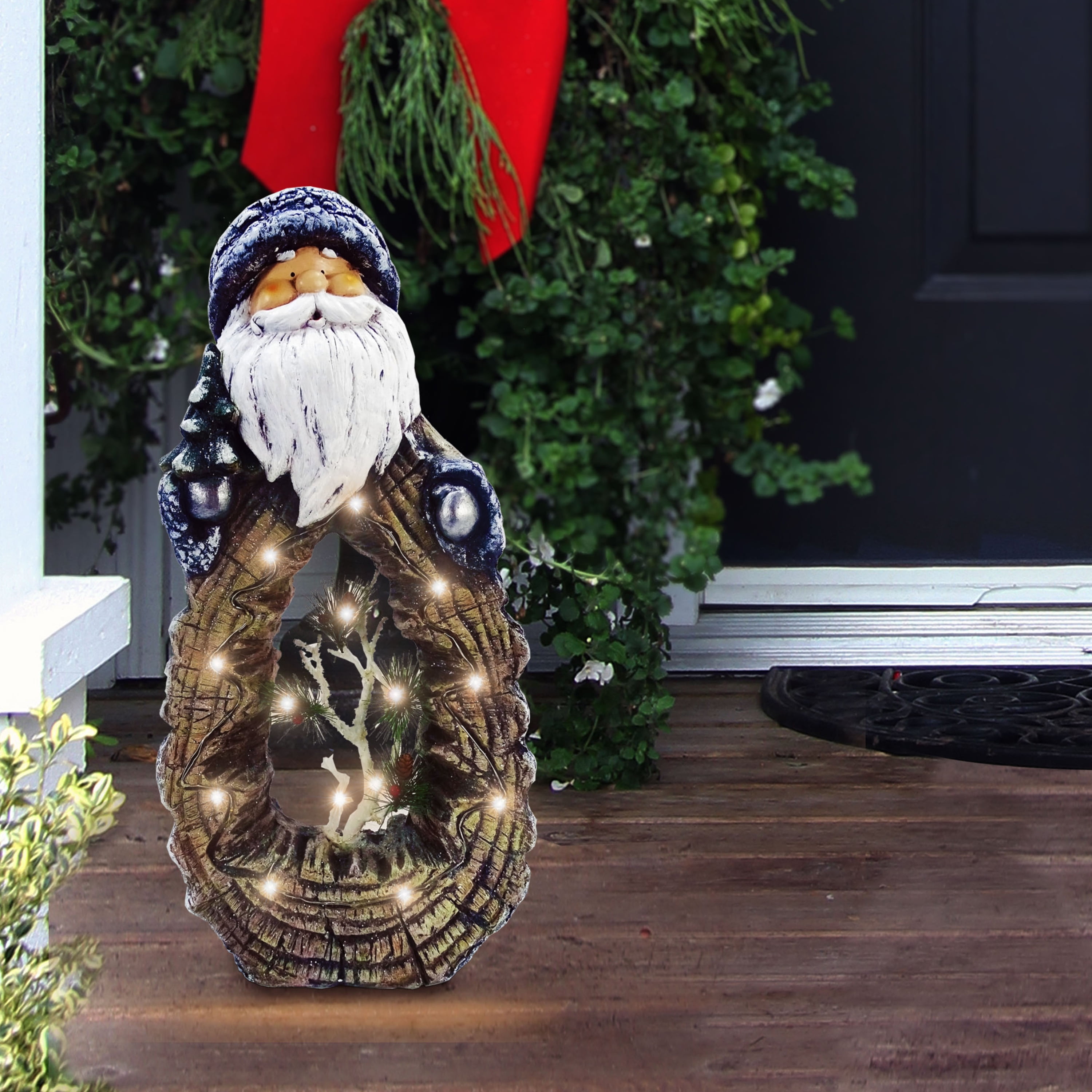 Alpine Corporation 21-Inch Holiday Santa Statue with LED Lights ...