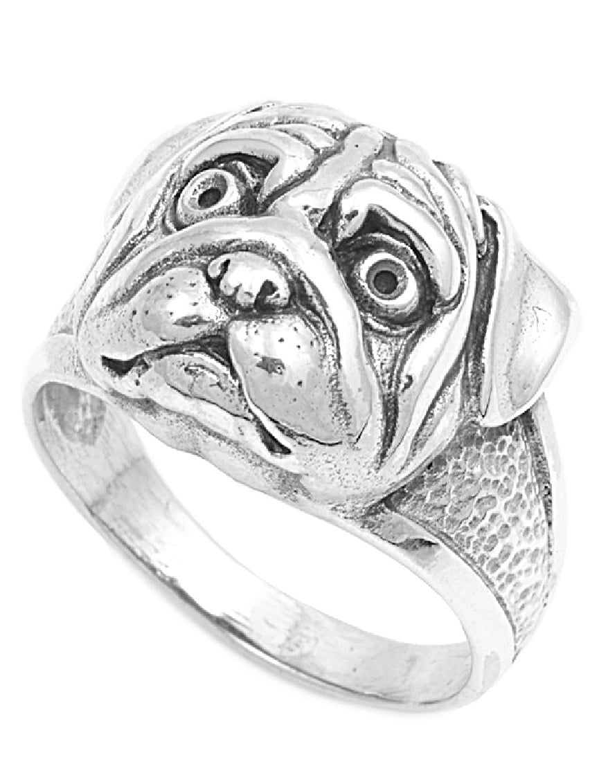 925 Sterling Silver Bulldog Ring Size 10 - Walmart.com