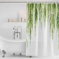 Green Willows Bathroom Shower Curtains with Hooks, Watercolor Spring ...