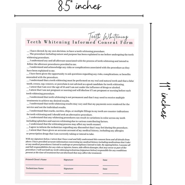 Teeth Whitening Trays Teeth Whitening Intake And Consent Form, Editable ...