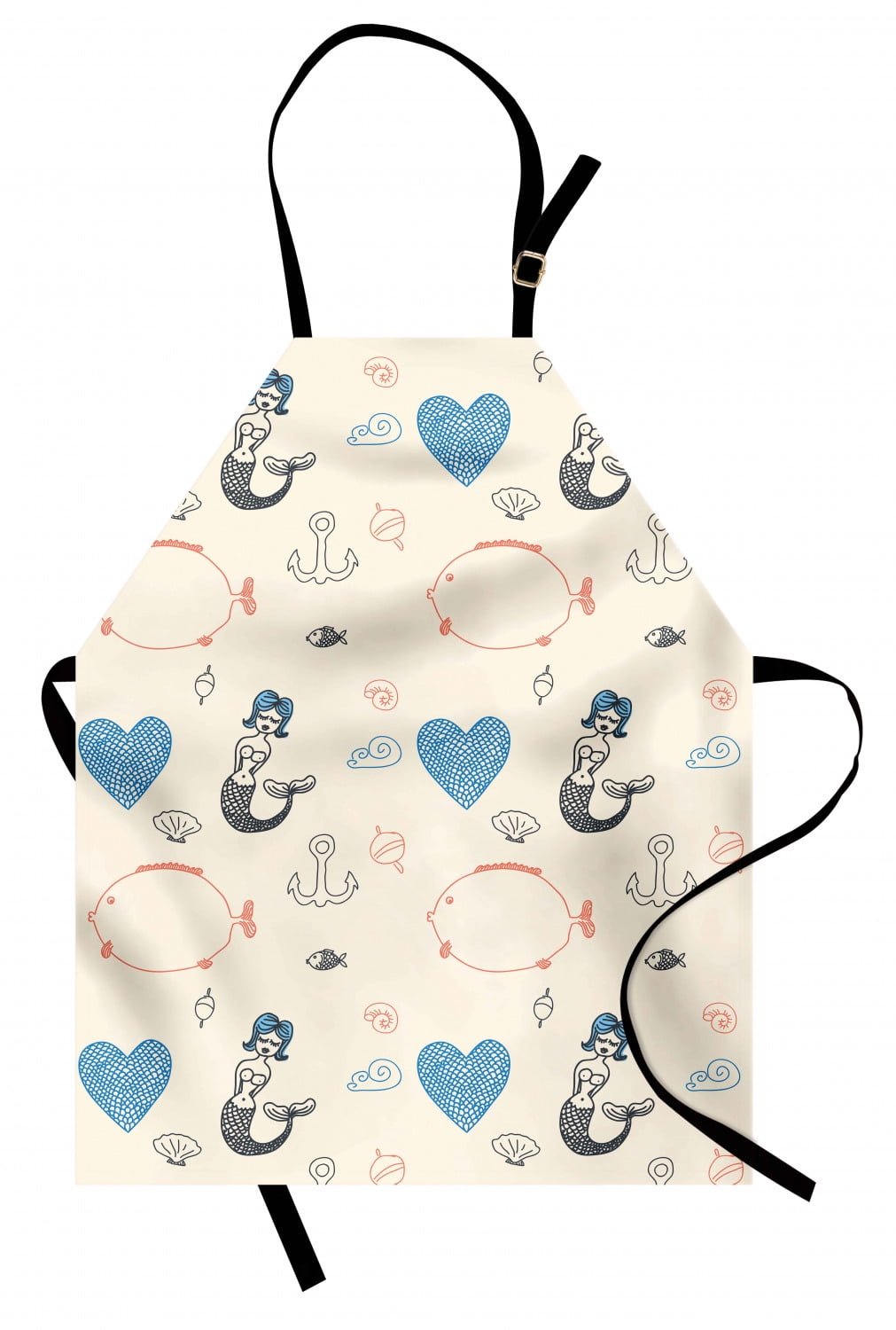 Mermaid Apron Balloon Fish Hearts Pattern Sea Oceanic Objects Sketch ...