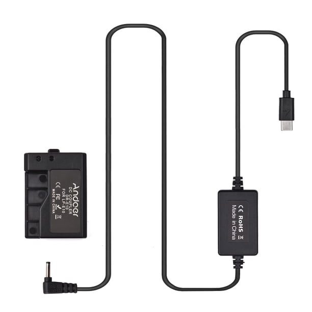 Andoer PD USB Type-C Cable to DR-E10 Dummy Battery DC Coupler LP-E10 ...