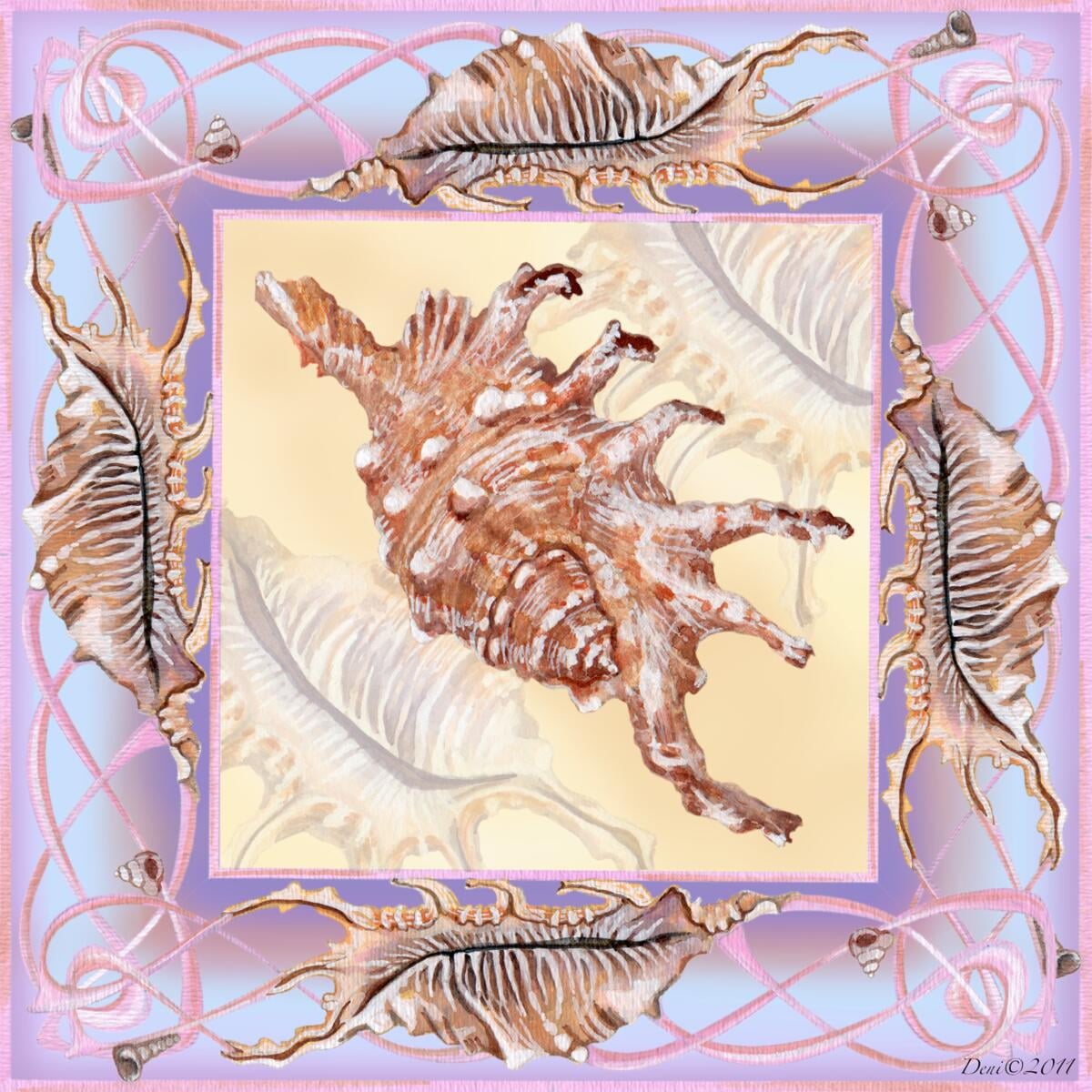 Tile Mural Kitchen Backsplash - Seashell Square 10 - by Denise Freeman ...