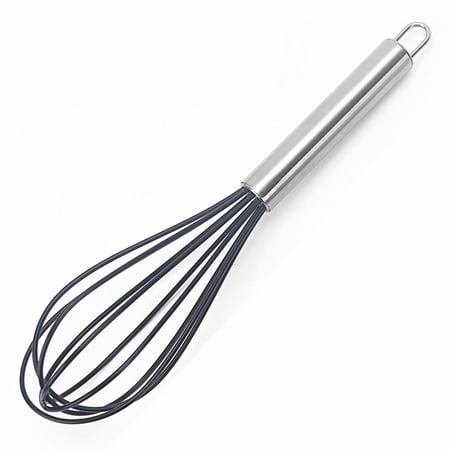 Manual Mixer Whisk 10 inch 5 threads fat Silicone whisk with black ...