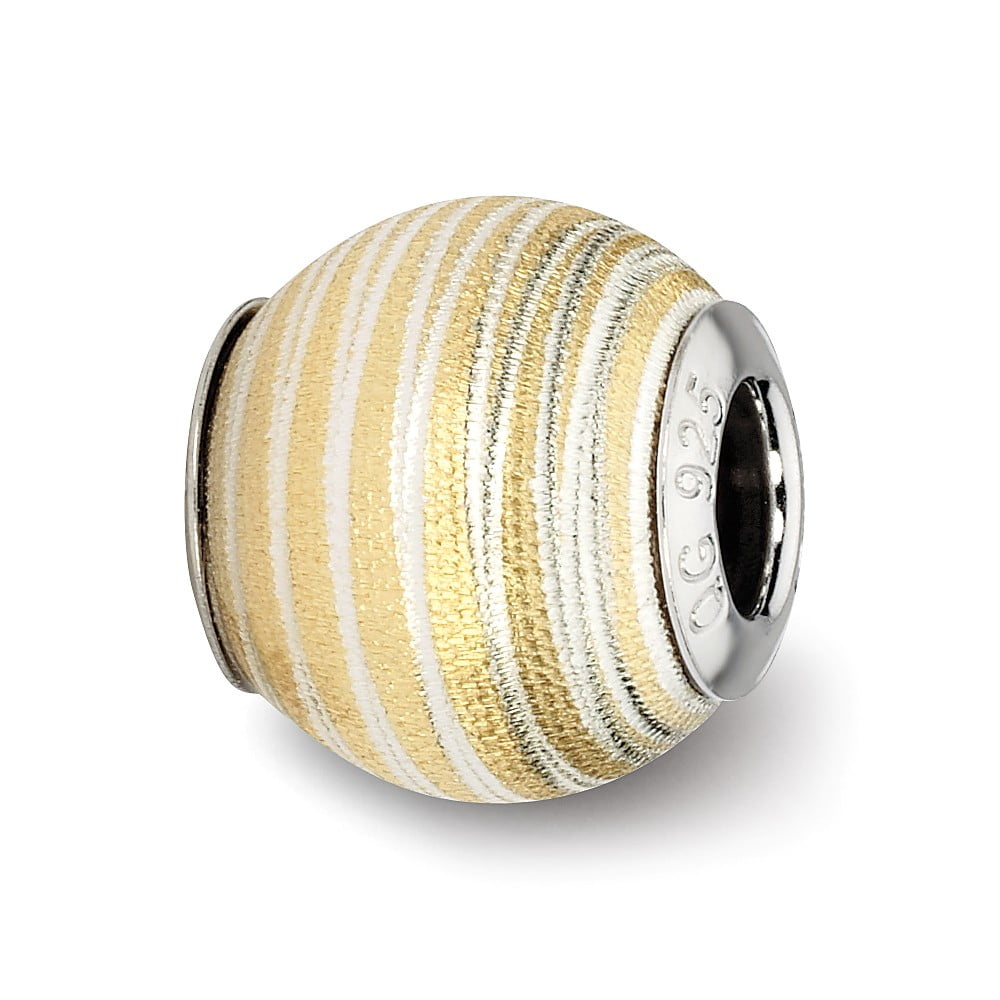 Fancy Bead White Sterling Silver 10.91 mm 10.00 Reflections Gold-Plated ...