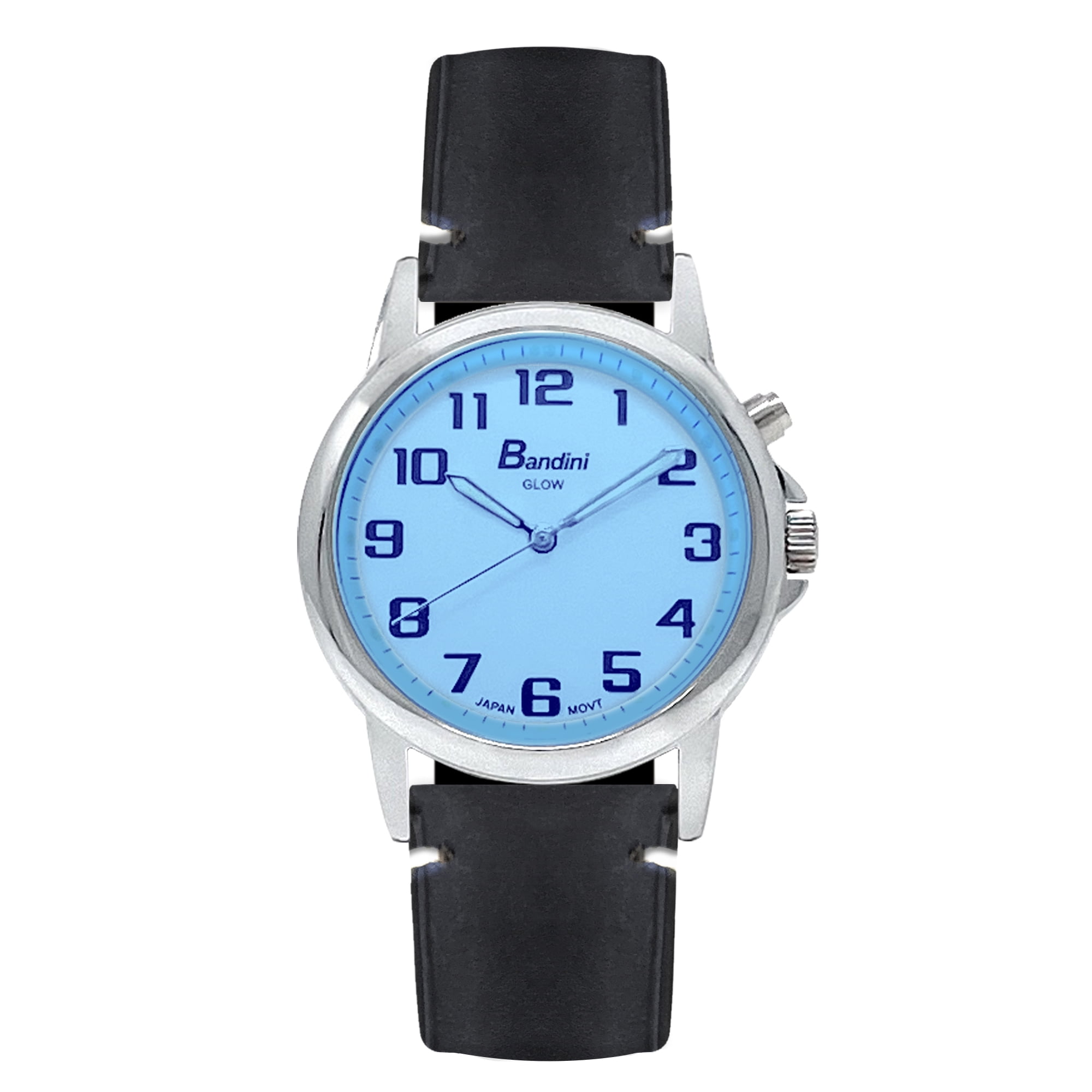 Bandini Mens Glow Watch - Minimal Stitch Leather Band - 38mm Analog Men ...