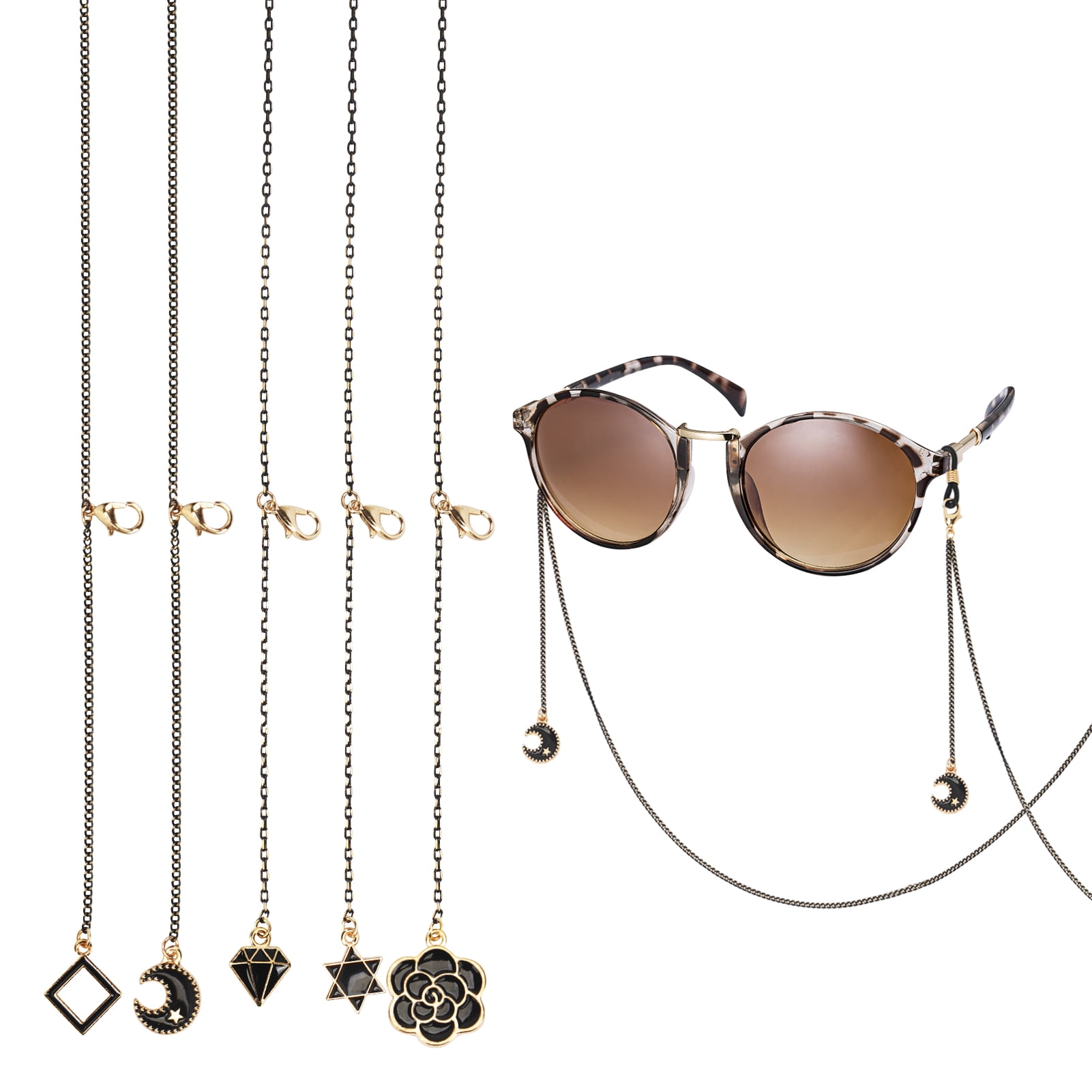 Toplive Eyeglasses Chains 5 Pcs Face Mask Chains, Sunglasses Holder Chains, Eyewear Retainer ...