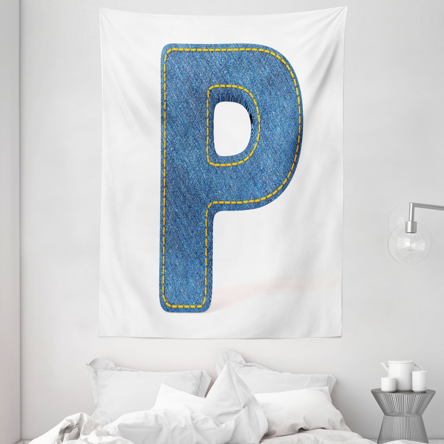 Letter P Tapestry, Fabric Theme Font Design Alphabet Uppercase P with ...
