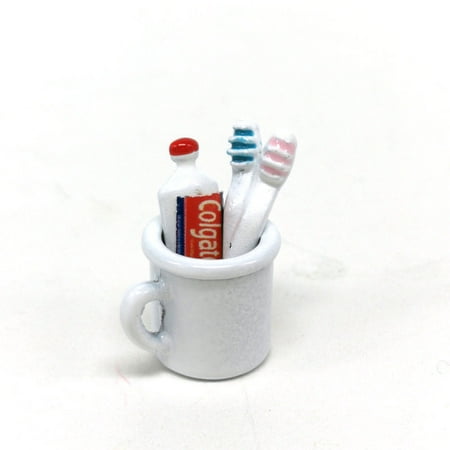 HUSERYT 4-Piece Dollhouse Bathroom Accessories [Cup + Toothpaste and ...