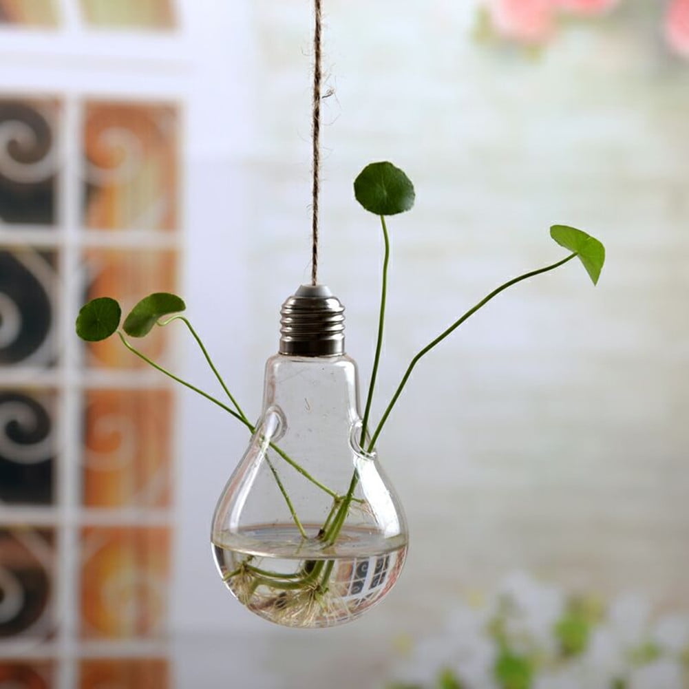 Douhoow Home Planters Clear Glass Flower Plant Stand Hanging Vase Ball ...